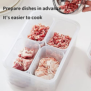 Generic Minimalist Multi-Compartment Food Storage Container with 4 Compartments, 22x14.5x10cm/8.66x5.7x3.93in, White, Portable, Airtight, Microwave, Dishwasher, Freezer Safe