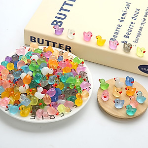 GWAHSA 240pcs Luminous Mini Resin Ducks, Tiny Duck Bulk Glow in The Dark Small Plastic Miniature Ducks Figures for Dollhouse Decor Micro Garden Home Landscape Aquarium Craft Gifts Party Favors Toys