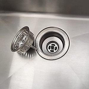 EADOT 3-1/2 Inch Brushed Nickel Sink Strainers for Kitchen Sink, Stainless Steel Kitchen Sink Drain Strainer Assembly with Strainer Basket And Drain Stopper, US Standard Kitchen Sink Drain Replacement