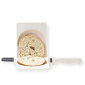 Halve Your Bagel Slicer Safely Cut Large, Medium, Small Bagels for Home Kitchens, Coffee Shops Easy to Use White Plastic Bagel Slicers