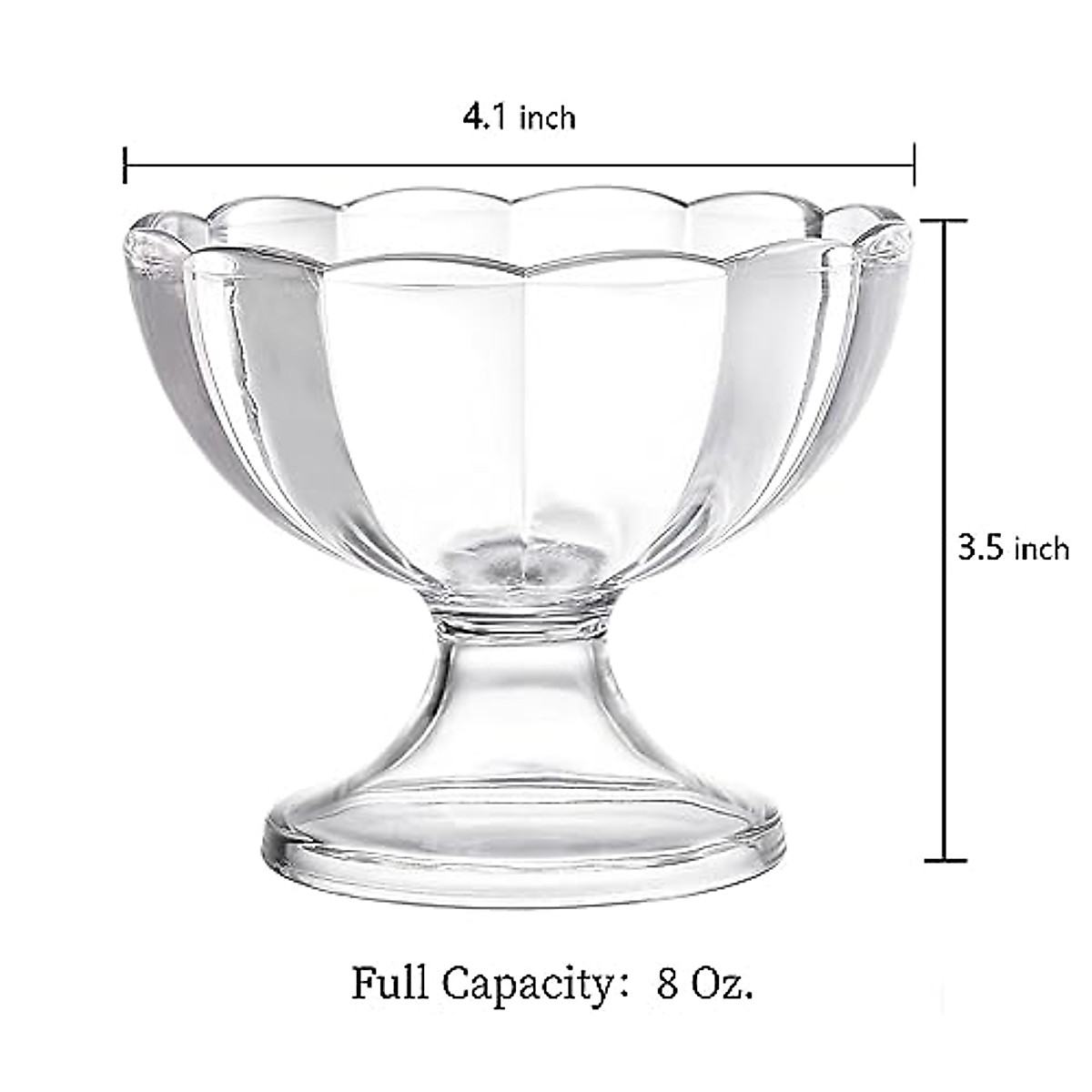 Mezchi Set of 12 Ice Cream Bowl Set, 8 Ounce Plastic Dessert Bowls, Clear Footed Dessert Cups, Ice Cream Cups Bowls for Sundae Milkshakes Parfait Fruit Pudding