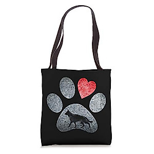 German Shepherd Paws Dog Lovers Red Heart Gift Tote Bag