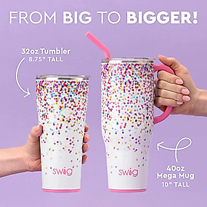 Swig Life 40oz Mega Mug |Discontinued Prints | Extra Large Insulated Tumbler with Handle and Straw, Cup Holder Friendly, Dishwasher Safe, Stainless Steel Travel Mugs (HoHoHo)