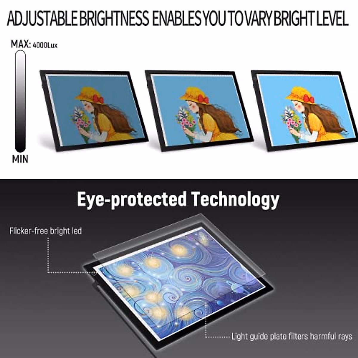 LED A4 Light Tracing Box, Artcraft Light Pad, Portable Light Table Tracer for Diamond Art, Artists Drawing, Sketching, Animation, Stencilling