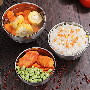 Cedilis 6 Pack 13oz Stainless Steel Bowl, Non-Slip Snack Bowls, Double-walled Insulated Ice Cream Rice Bowl, Multipurpose, Easy to Clean, Great for Kid, Toddler and Adult, Silver