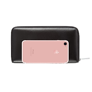 Tesucotus RFID Wallet Credit Card Holder Wallet Leather Wallet for Women with Zipper 36 Slots (Black)