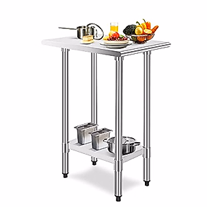 BIEAMA 18 x 24 Inches Stainless Steel Prep Work Table NSF with Adjustable Under Shelf, Commercial Worktable Restaurant, Home and Hotel