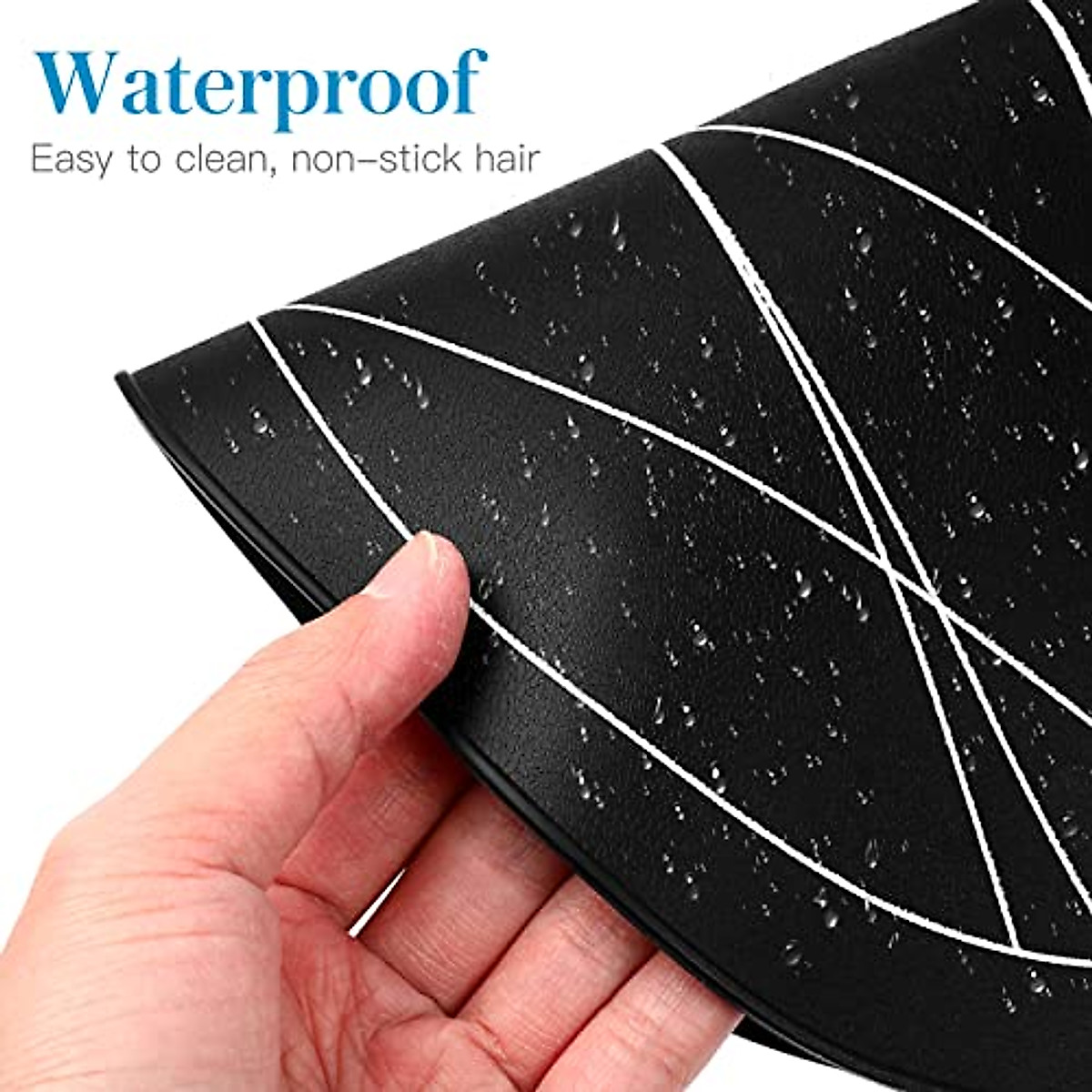 Lurrose Salon Hair Cutting Collar Cape, Hair Cutting Cape Angular and Straight Cutting Guidelines Hair Dye Cape for Hairdressing Black