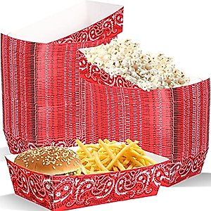 200 Pieces Cowboy Paper Food Trays Western Party Supplies Western Paisley Food Tray Western Snack Candy Holder Trays Disposable Serving Trays for Western Party Decorations Food Holder Trays
