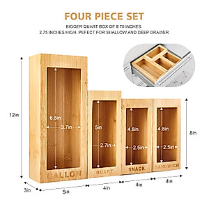 Ziplock Bag Storage Organizer For Kitchen Drawer - This Storage Dispenser for Drawer - ZipLock Bag Container Organizer in 4 Sizes, Gallon, Snack, Quart and Sandwich