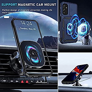 Janmitta Samsung Galaxy A14 5G Case Built in Slide Camera Lens Cover and Screen Protector,Heavy Duty Shockproof Full Body Protective Phone Cover,Built in Finger Ring Stable Holder Kickstand,2023 Blue