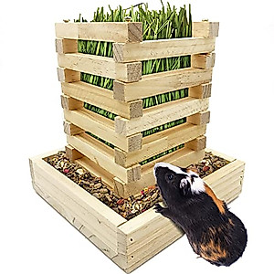 Rabbit Wooden Hay Feeder Chinchilla Food Dispenser Small Animal Hay Rack  Bunny Cage Accessories for Guinea Pig Hamster
