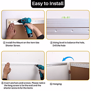 2-Pairs Heavy Duty 30-inch Aluminum French Cleat Hanger, Z Bar Clips Mount for Mirror and Picture, 200-Pound Max Load Secure Wall Mounting Interlocking Brackets Z-Hangers, Hardware Include