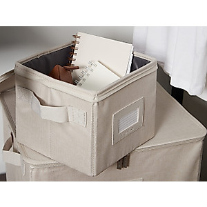 Covermates Keepsakes - Zip-Top Storage Box - Heavy Duty Polyester- Reinforced Handles - Stackable Design - Indoor Storage-Beige Heather