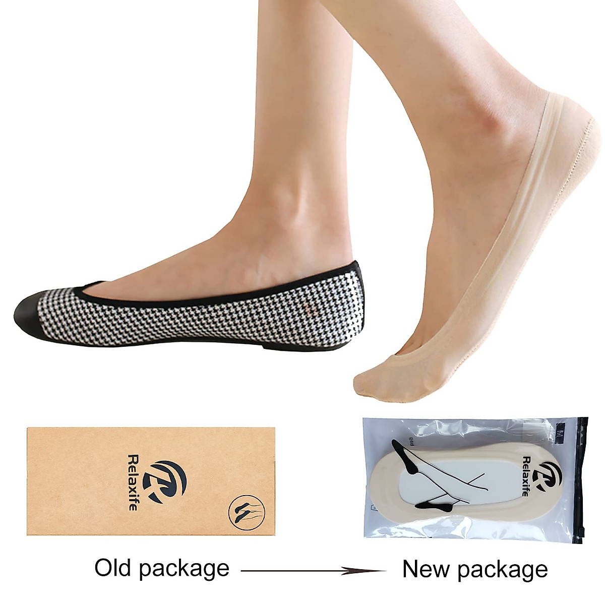 R RELAXIFE Womens No Show Thin Socks Cotton Nylon Low Cut Liner Non Slip hidden Invisible Socks for Flats Sneaker 4-6 pack