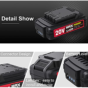 AVID POWER 20V MAX 2.0 Ah Lithium Ion Rechargeable Battery, Only Fit for Specified 20V Cordless Tools (See Below for Specific Tools Adapted)