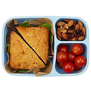 Leakproof, 3 Compartment, Bento Lunch Box, Airtight Food Storage Container (1 Pc) - Blue