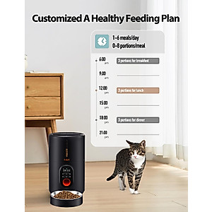 Tetsbo Automatic Cat Food Dispenser, Automatic Cat Feeders with Freshness Preservation, Timed Cat Feeder for Dry Food,Up to 6 Meals Per Day,Timed Pet Feeder for Cats/Dogs