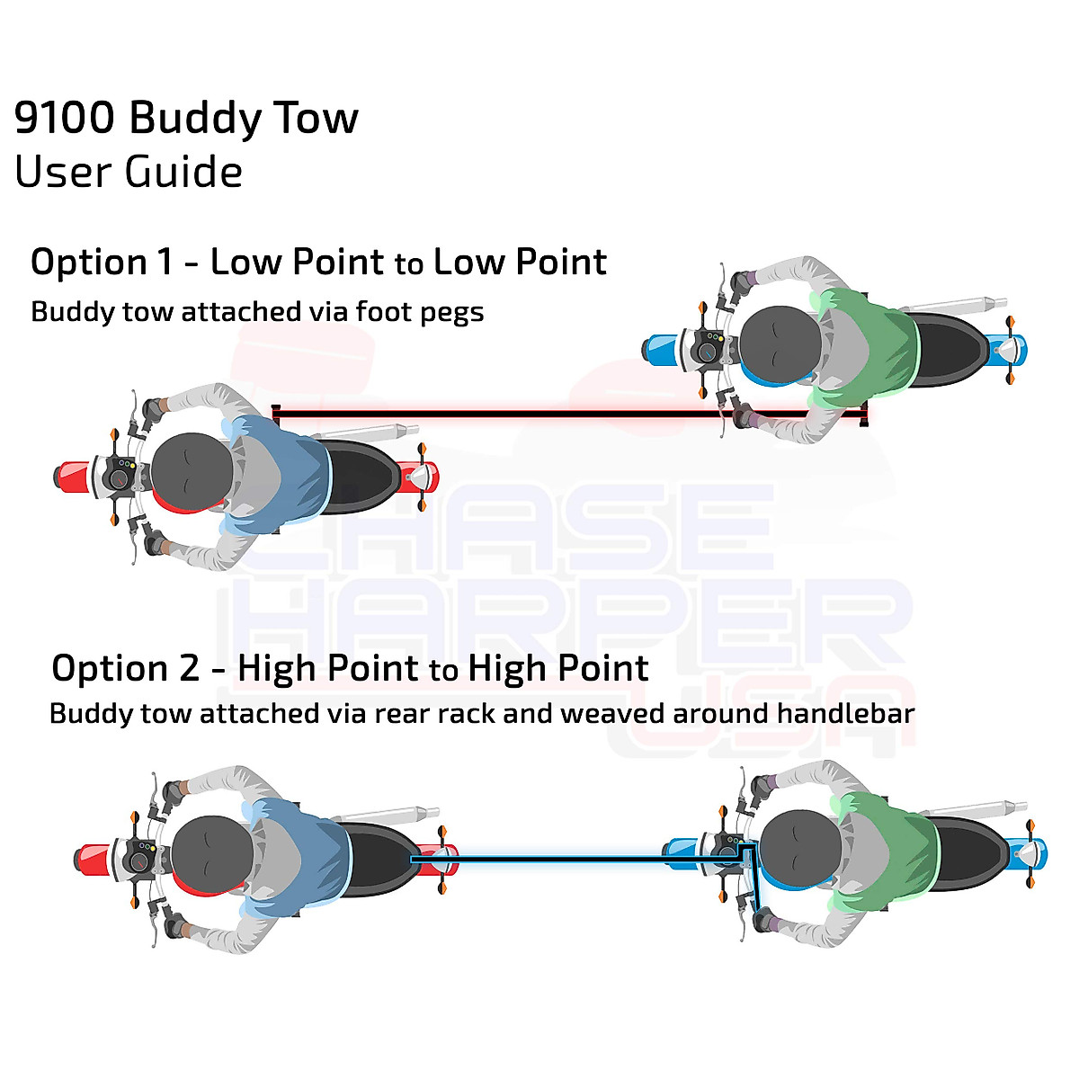 Chase Harper USA 9100 - Buddy Tow - Tough Military spec Nylon Webbing (1785 lb. Test) 12' x 1" - Black
