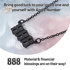 GOLDCHIC JEWELRY Black Angel Number 999 Necklaces For Women, Steel Angel Numbers Pendant Choker Chain