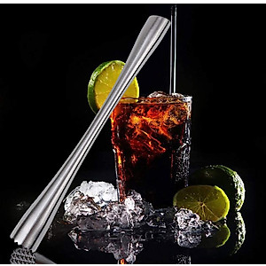 ITTA 10" Solid Stainless Steel Muddler with Serrated End (1)