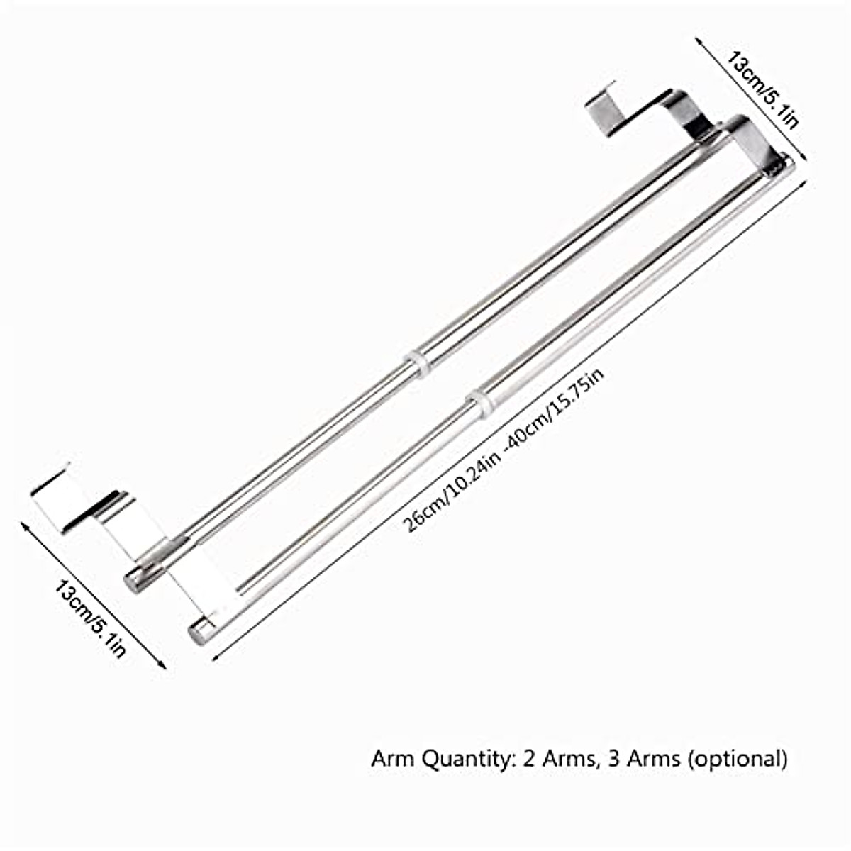 Hztyyier Towel Bar Stainless Steel Double Layers Telescopic Towel Holder Rack for Hanging on Cabinet and Drawers, Thickness Less Than 0.79 Inch
