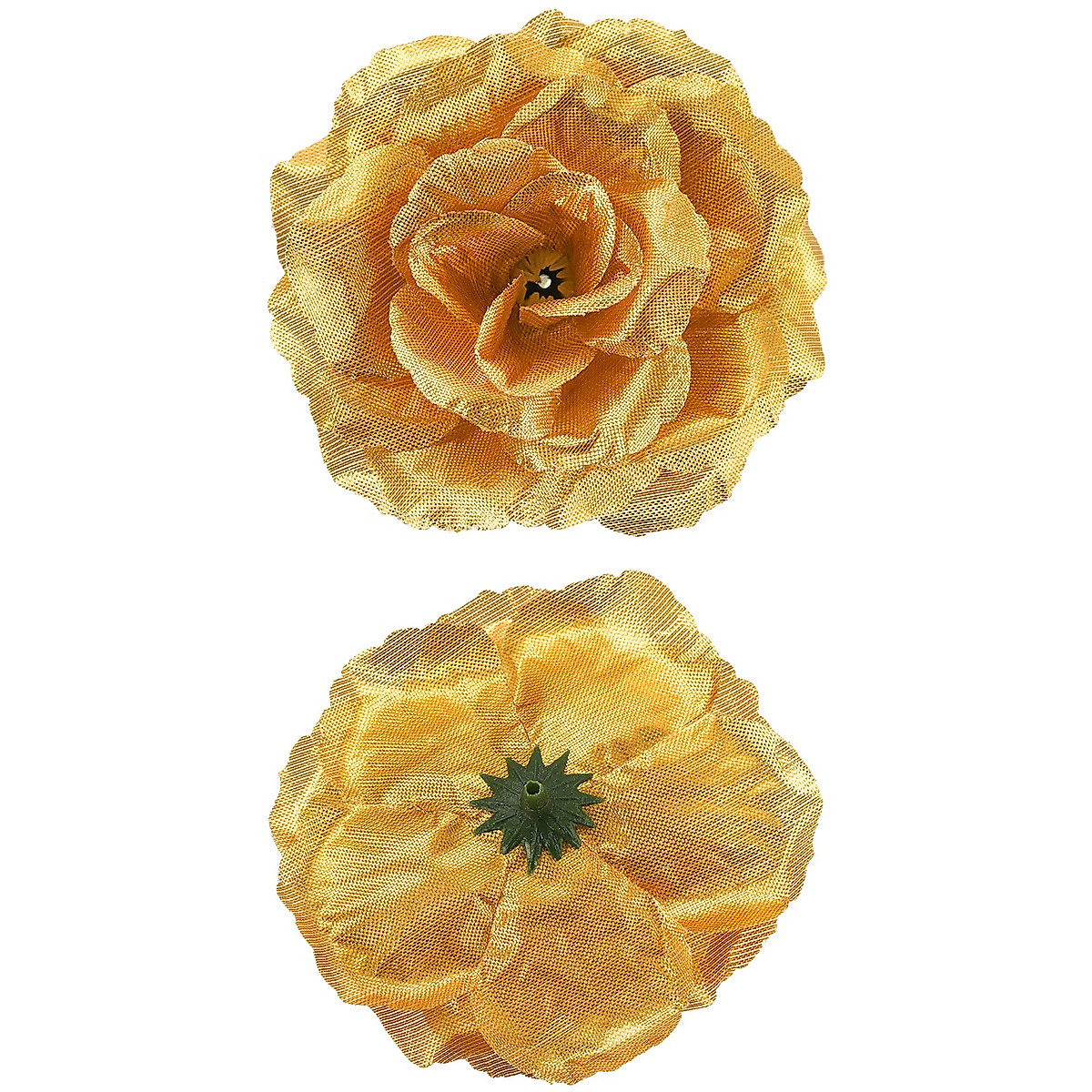 Youeon 100 Pcs Artificial Rose Flower Heads for Crafts, 3.5 Inch Faux Gold Flower Heads, Silk Rose Flowers Head in Bulk, Gold Roses Artificial Flowers for Centerpieces, Flower Wall, Wedding