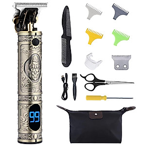 EHJYO Ear and Nose Beard Hair Trimmer for Men Professional Rechargeable Nose Beard Hair Trimmer/Clipper, Electric Shaver Hair Remover for Eyebrow/Ear & Facial LCD Diaplay-Gold