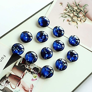 COSOW 12Pcs Glass Strong Magnetic Refrigerator Magnet Fridge Sticker - Round Constellation Glass Fridge Decoration, Office Whiteboard Magnet, Dishwasher Magnet, Cabinet Cute Locker Magnet…