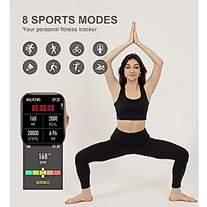 Iaret Smart Watch for Women(Call Receive/Dial), Fitness Tracker Waterproof Smartwatch for Android iOS Phones 1.7" HD Full Touch Screen Digital Watches with Heart Rate Sleep Monitor Pedometer, White