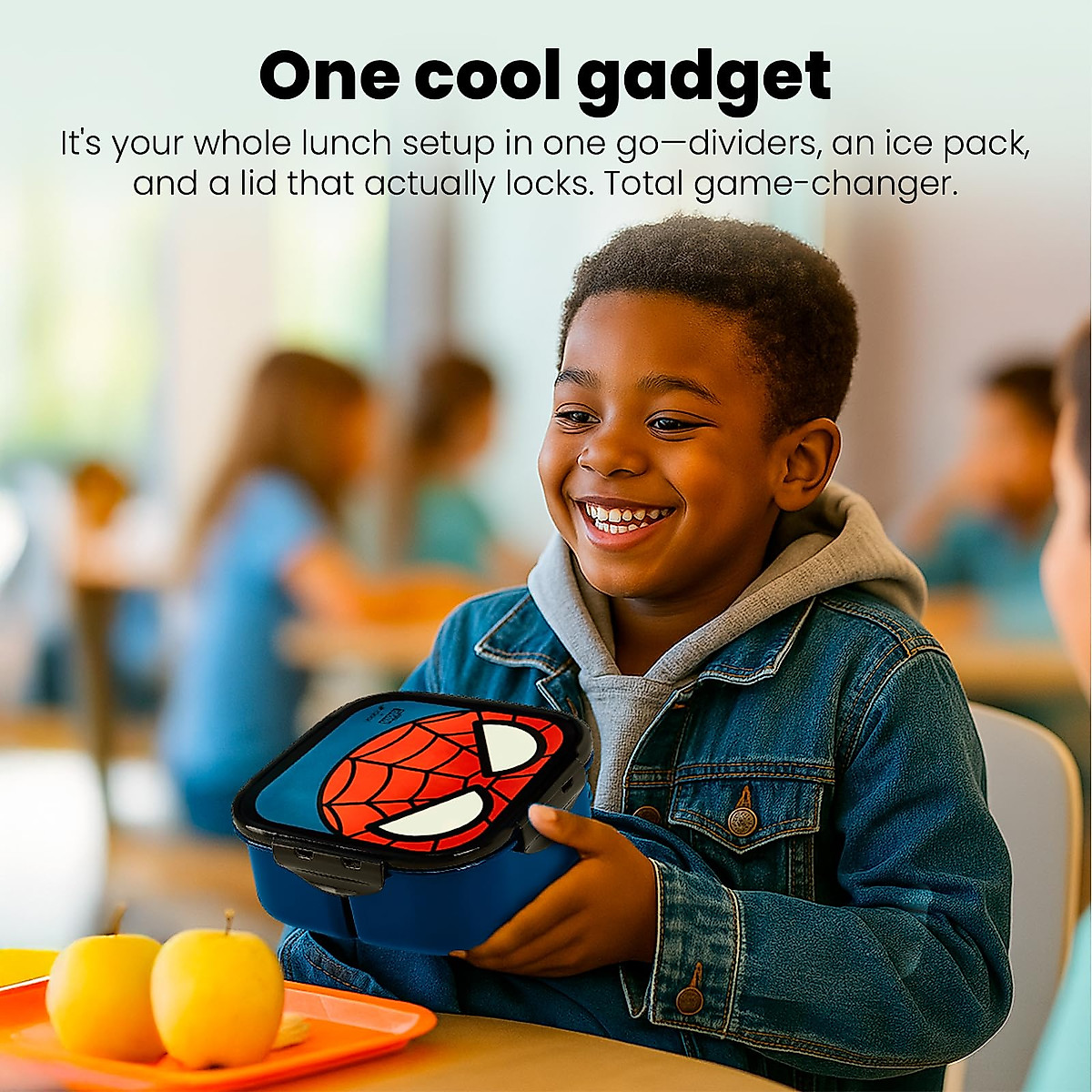 Yoobi x Marvel Spider-Man Bento Box and Ice Pack - 3 Compartment Lunch Box, Dishwasher & Microwave Safe Food & Snack Container for Kids & Adults - BPA & PVC Free, Leakproof