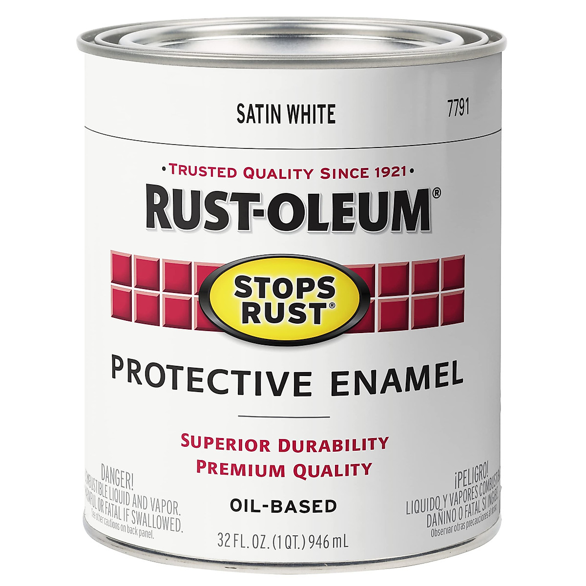 Rust-Oleum 7791502 Protective Enamel Paint Stops Rust, 32-Ounce, White Satin Finish