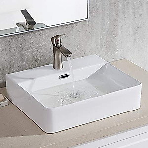 IKEBANA Wall Mount Sink,Small Bathroom Sink 20"X 17",White Ceramic Bathroom Vessel Sink,Modern Floating or Countertop Porcelain Rectangle Washing Lavatory Sink