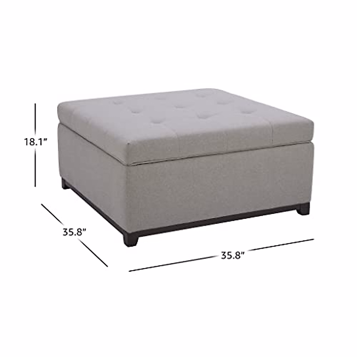 Amazon Brand – Stone & Beam Tufted Square Lift-Top Storage Ottoman, 35.8''W, Light Grey