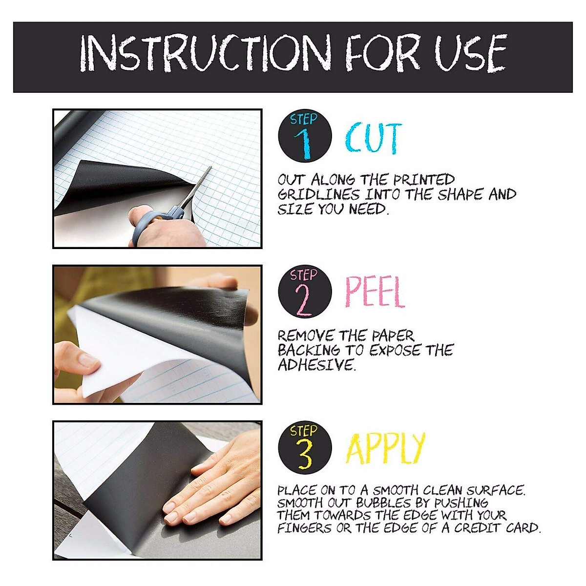 Kassa X-Large Chalkboard Wallpaper - Clear | 1.4ft x 8ft Adhesive Paper Roll | Includes 3 Markers & Eraser Cloth | Peel & Stick on a Wall, Table & Desk | Ideal for Use at Home, School, Office & More