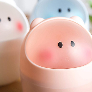 Desktop Mini Trash Bin, Cute Desktop Trash Can Flip Garbage Storage Bucket Cartoon Desk Waste Container Bucket Trash Can (Blue)