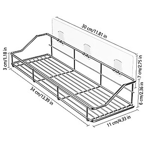 ODesign Adhesive Bathroom Shelf Organizer Shower Caddy Kitchen Spice Rack Wall Mounted No Drilling SUS304 Stainless Steel Rustproof - 2 Pack