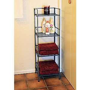 Seville Classics Iron Slat Tower Shelving, 4-Tier (Pewter)