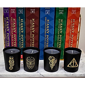 Harry Potter Dark Arts Scented Soy Wax Candle Collection, Set of 4 with Unique Fragrances | 20-Hour Burn Time | Home Decor Housewarming Essentials, Wizarding World Hogwarts Gifts and Collectibles