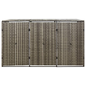 loibinfen Triple Wheelie Bin Shed, Outdoor Garbage Can Enclosure, PE Garbage Can Shed for Garden,Patio,Backyard Outdoor Trash Can Garbage Can Shed, Gray 81.5"x31.5"x46.1"