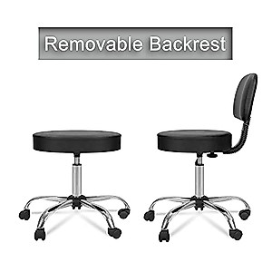 ZENY Swivel Salon Spa Stool Chair with Back Support Adjustable Hydraulic Rolling Stool Office Stool with Back for Beauty Barber Tattoo Massage Drafting Medical,Black