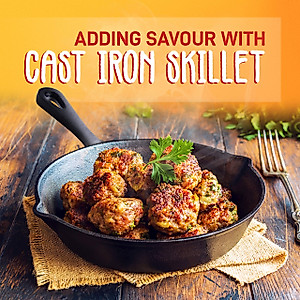 Nutrichef 3 Pieces Kitchen Frying Pre-Seasoned Cast Iron Skillet Pans Nonstick Cookware Set w/Drip Spout, Silicone Handle, For Electric Stovetop, Glass Ceramic