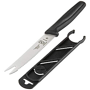Mercer Culinary Tomato Bar Knife, Black, 4-1/4" Wavy Edge, 2-Tine Tip