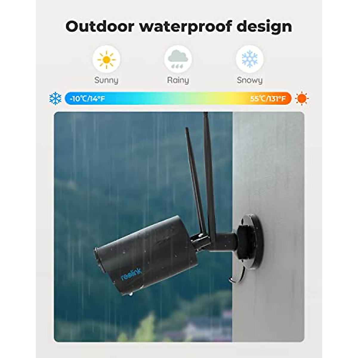 REOLINK Plug-in WiFi Outdoor Security Cameras, 4MP Wired Wi-Fi Camera for Home Security, Smart Person/Vehicle Detection Alert, HD Night Vision, IP66 Waterproof, Works with Google Assistant, RLC-410W