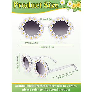 Dunzy 6 Pack Daisy Flower Sunglasses for Women Retro Hippie Round Glasses 70s Disco Groovy Sunglasses for Party Costume Accessories, 6 Colors