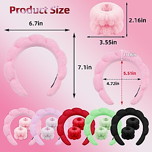 BLAAROOM Spa Headband Wrist Bands for Washing Face Puffy Skincare Headband Terry for Makeup Headband Hair Accessories for Women - Pink Set