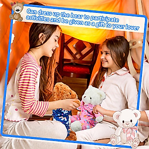 Civaner 2 Pack Blue and Pink Bear Clothes Outfit, Fit Most 12-16 Inch Bears Stuffed Animal Pajamas Plushie Clothes for Stuffed Animals, Pre-Kindergarten Toys(Rainbow Style)