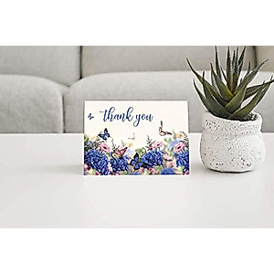 Floral Funeral Sympathy Bereavement Thank You Cards With Envelopes - Message Inside (50, Floral Butterfly)