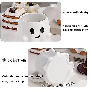 Kapley Halloween Coffee Cups, Mug, Pumpkin Cups, Festive Holiday Mugs, Ceramic Mug With Handle And Spoon, Perfect For Halloween Decor And Best Gifts For Coffee Lover (Smile)