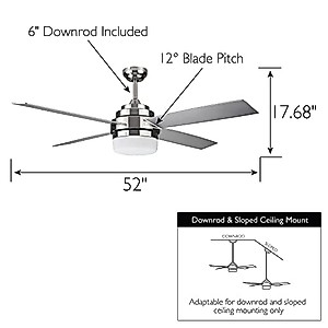 Design House 157354 Cali 52-inch Contemporary Indoor Ceiling Fan with LED Light Kit, Wall Control, Brushed Nickel
